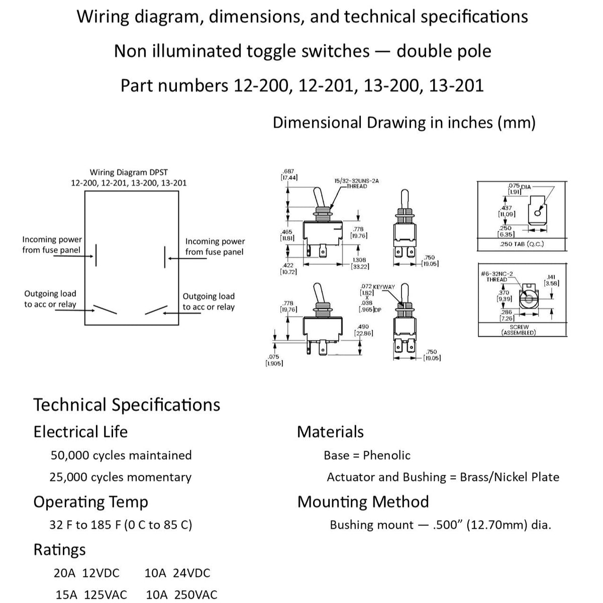 Off-(On) Triple Sealed Toggle Switch-Metal Lever-Double Pole ...
